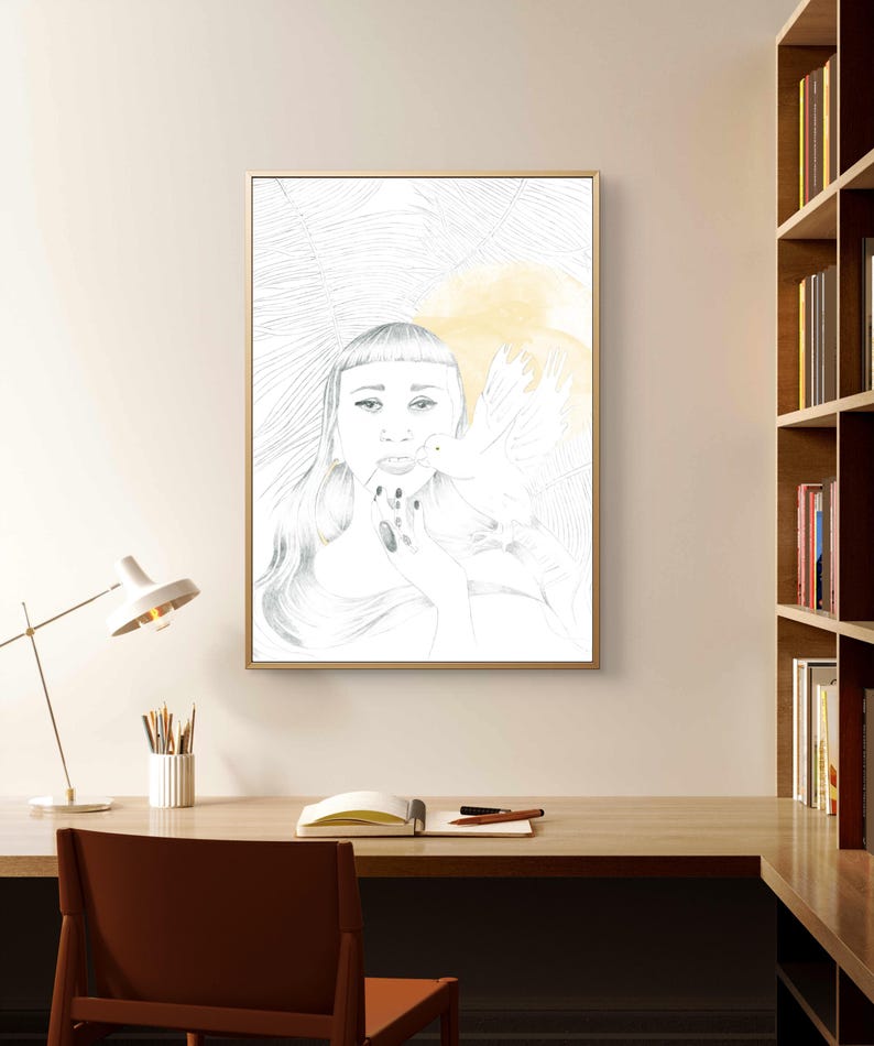 Nai Palm, Line Art, Drawing Prints,wall Hanging, Portrait Drawing ...