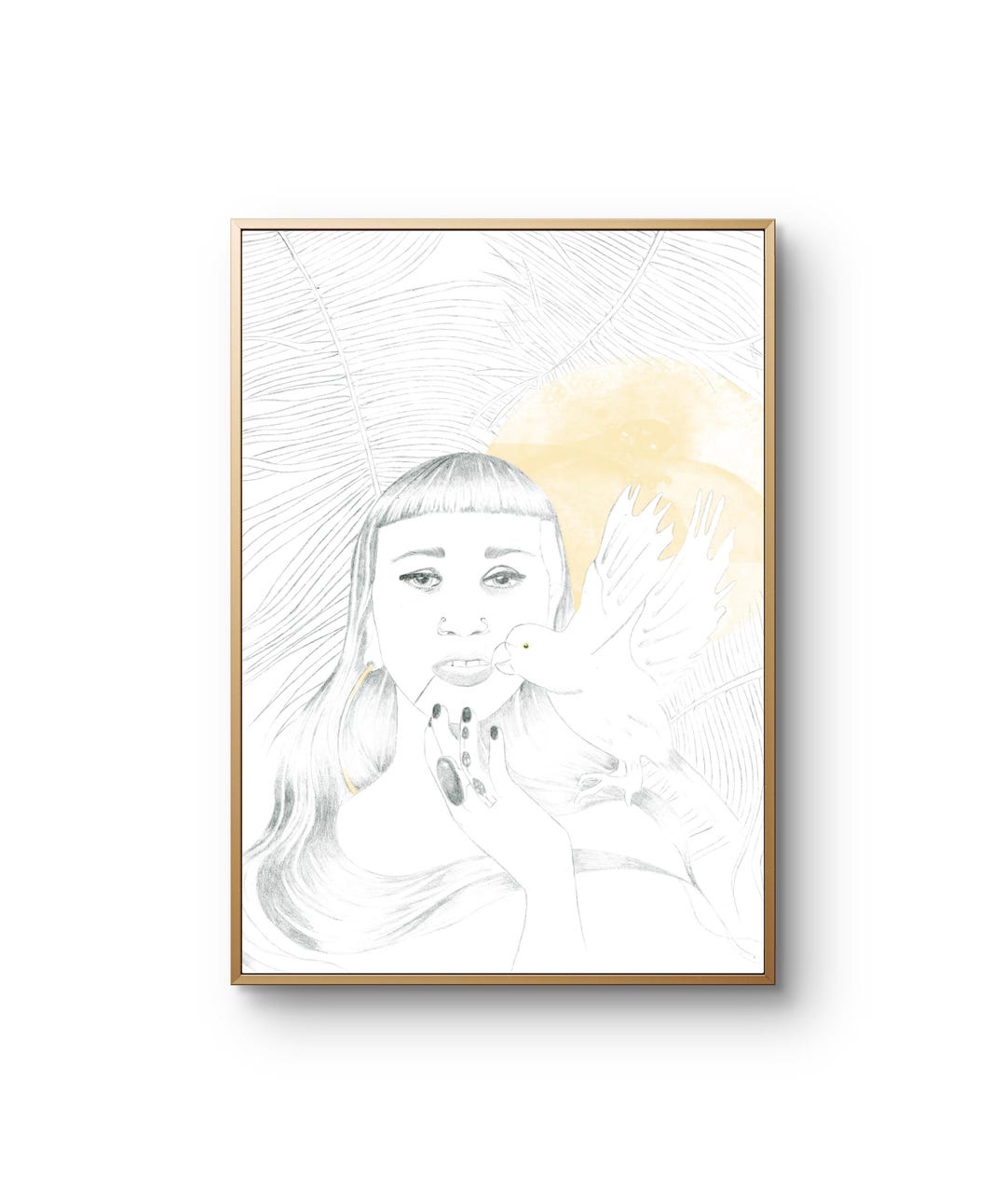 Nai Palm, Line Art, Drawing Prints,wall Hanging, Portrait Drawing ...