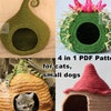 Cat Bed, House, Pot Crochet Pattern/ Small Dog Bed, House Crochet ...