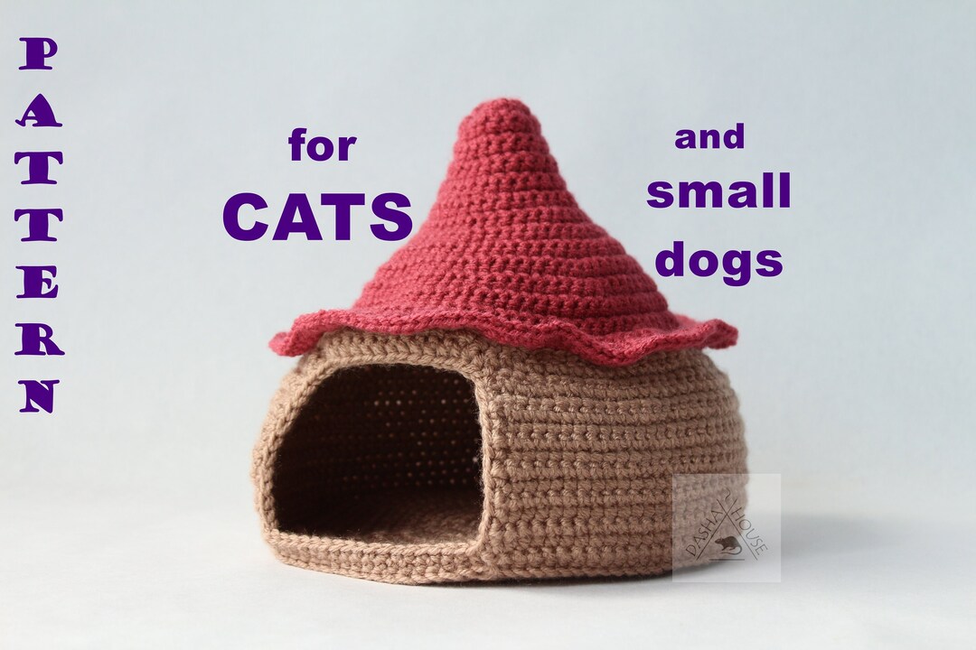 Cat Hut Crochet Pattern/ Small Dog House Crochet Pattern/ Cat Bed ...