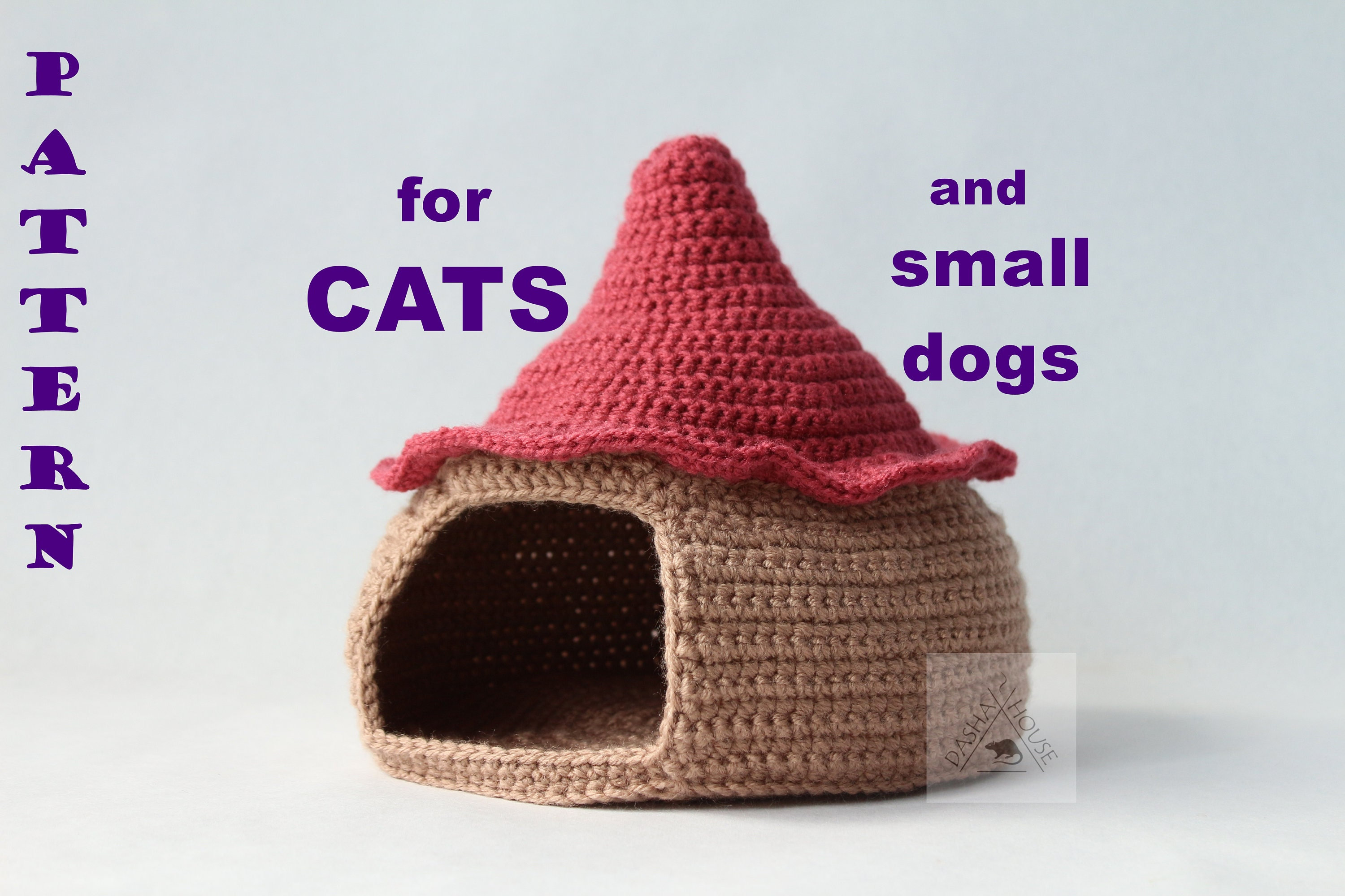 Cat Hut Crochet Pattern/ Small Dog House Crochet Pattern/ Cat Bed ...