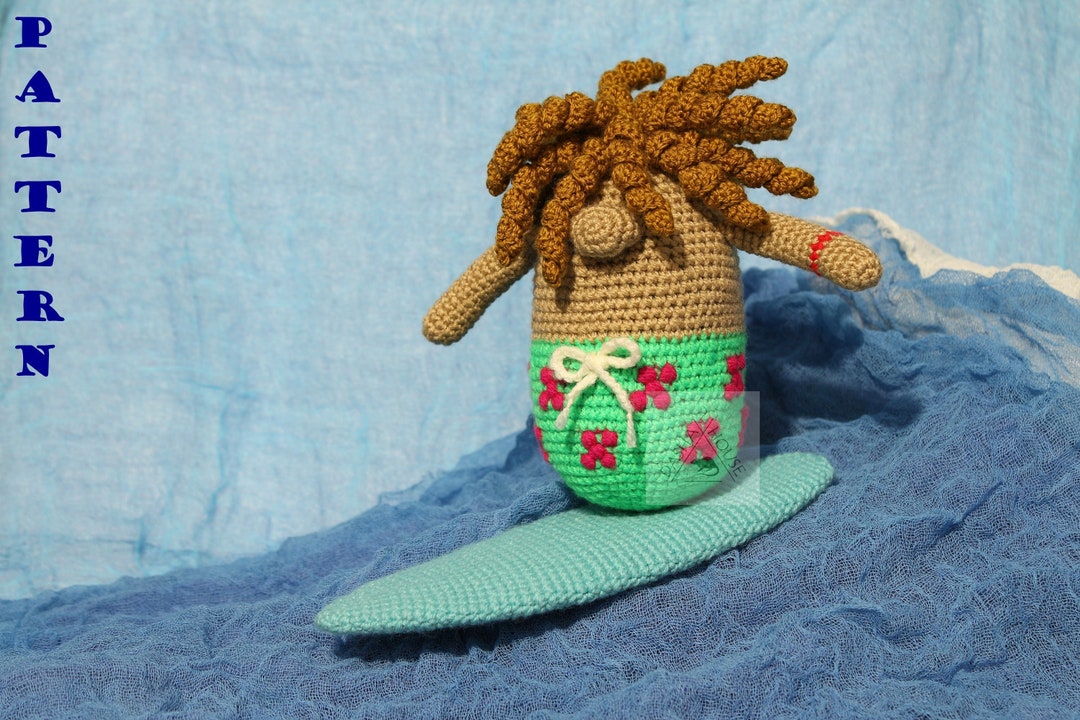 Surfer Gnome Crochet Pattern/ Amigurumi Sea Surfer Gnome/ Surfer Gnome ...