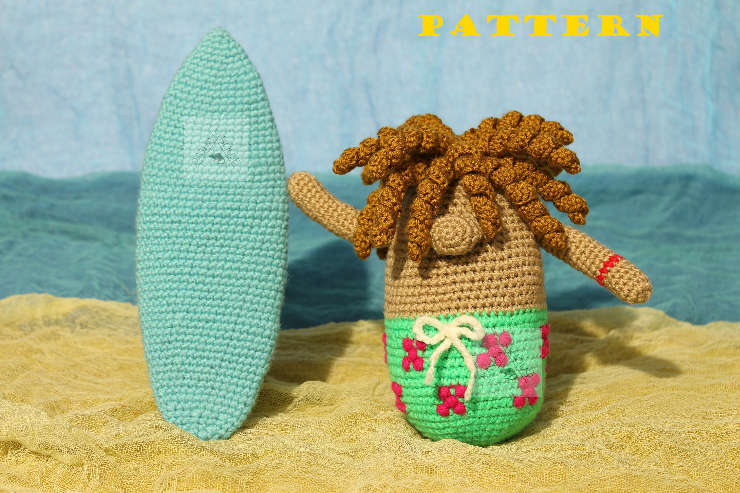 Surfer Gnome Crochet Pattern, Amigurumi Toys Summer Beach DIY (PDF ...
