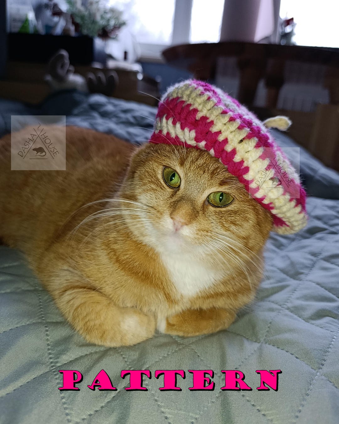 French Beret Hat for Cats, Small Dogs Crochet Pattern/ Mather's Day ...