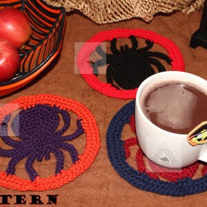 Spiders Coasters Set Crochet Pattern/ Halloween Coasters Set/ Witch ...