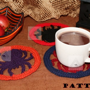 Spiders Coasters Set Crochet Pattern/ Halloween Coasters Set/ Witch ...