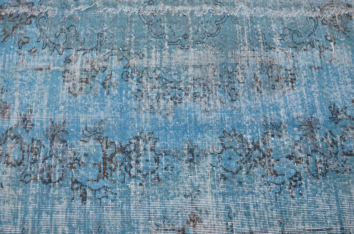 Vintage Overdyed Turquoise Carpet Turkish Oushak Rug Blue - Etsy