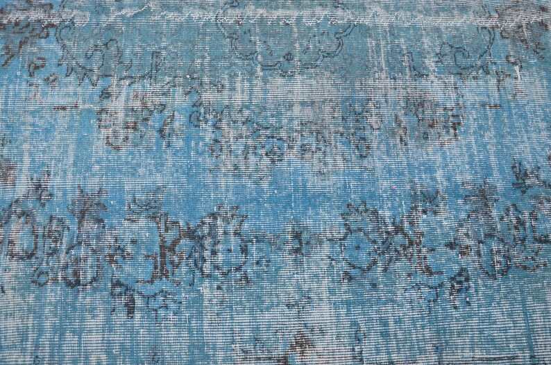 Vintage Overdyed Turquoise Carpet Turkish Oushak Rug Blue - Etsy