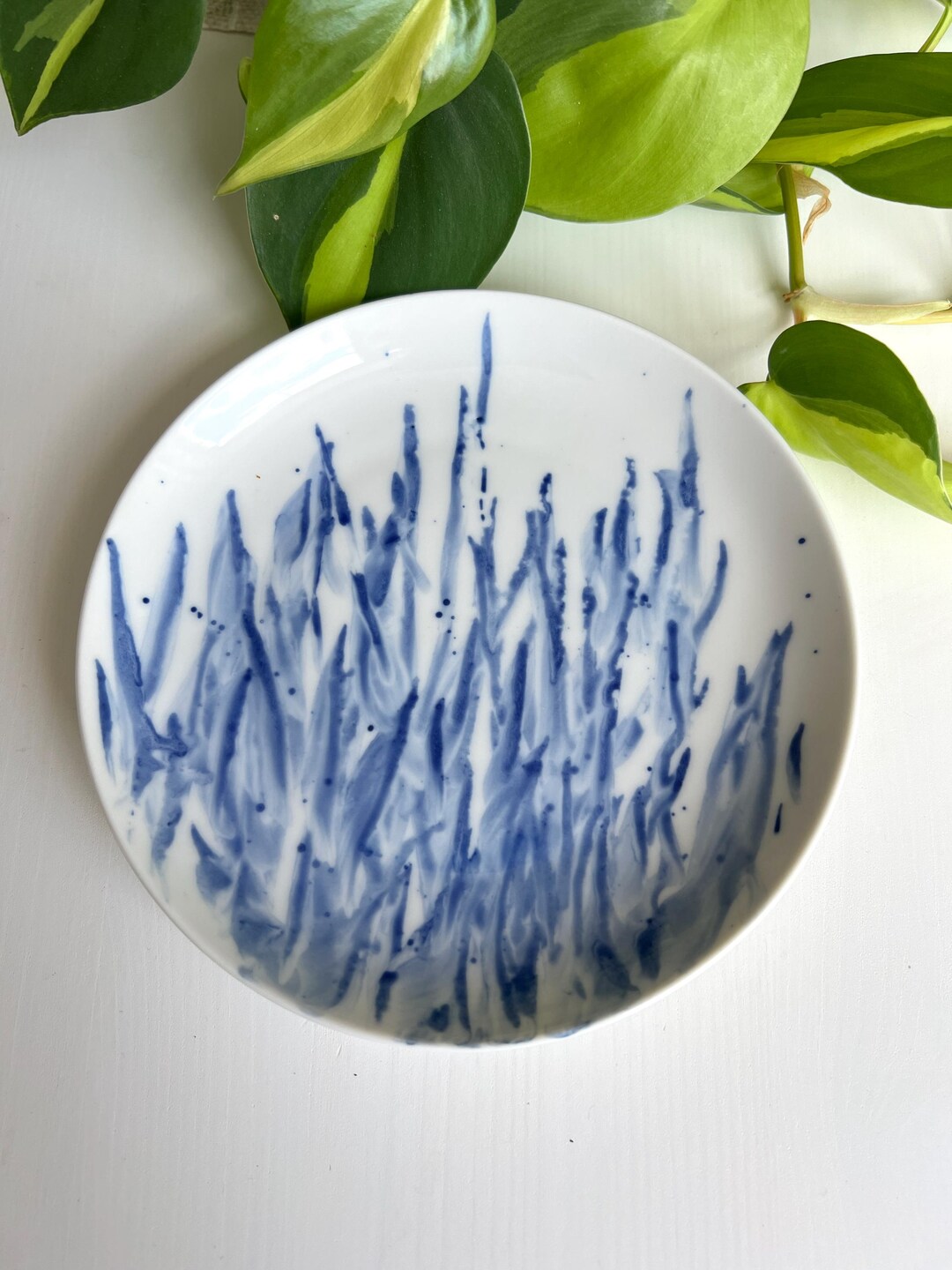 Porcelain Plate MY MEADOW, Grass Motif Serving Plate, Modern Plate ...