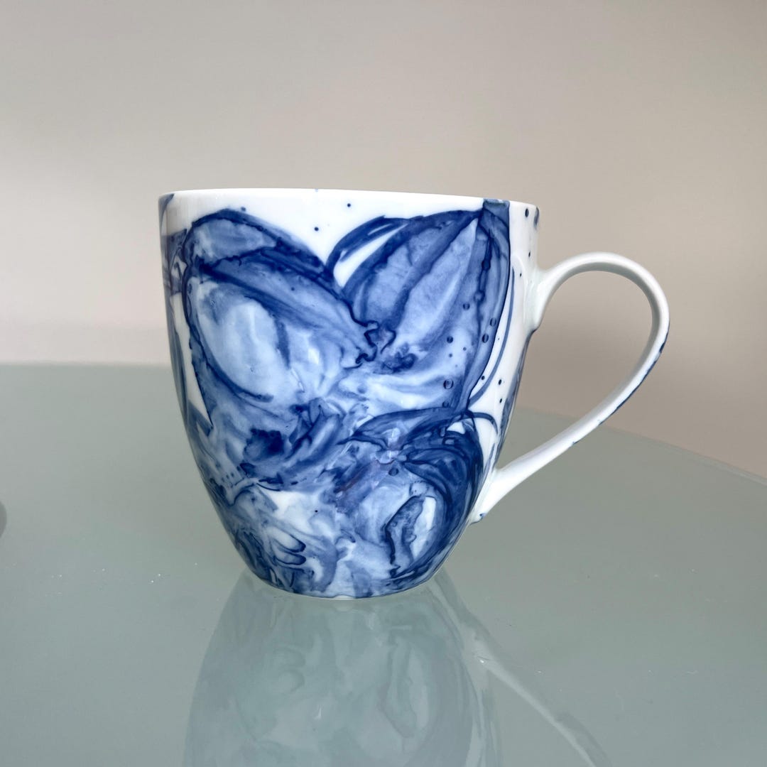 Original Extra Large Tea or Breakfast Coffee Mug LEAF, Hand Painted ...