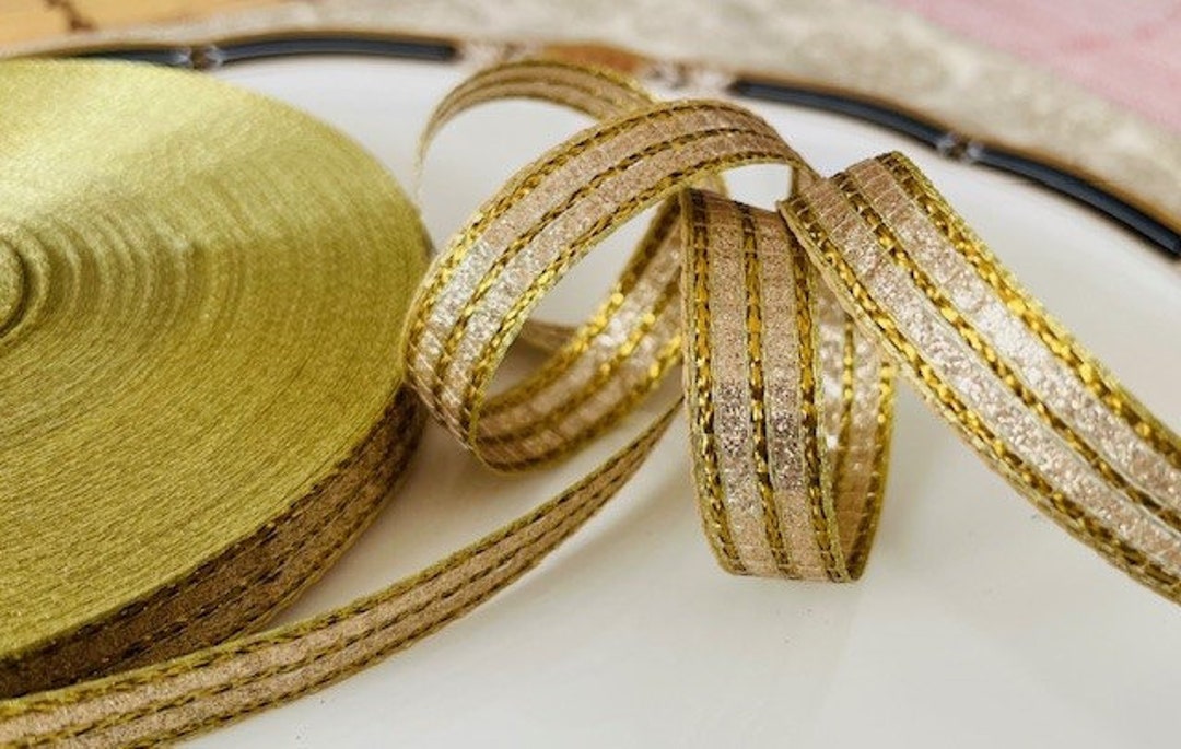 Gold & Metallic Green Ribbon Trim: DIY Embellishment - Etsy
