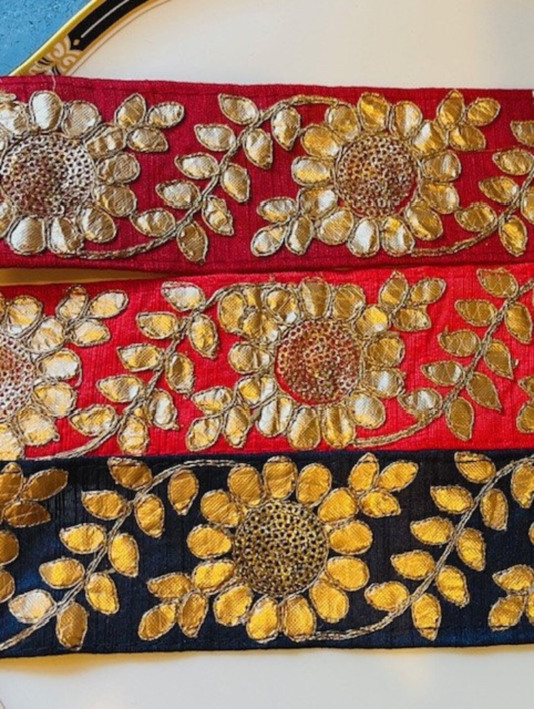 Silk Floral Gold Trim Uses: Home Decor Sewing Floral Edging Scrapbook ...
