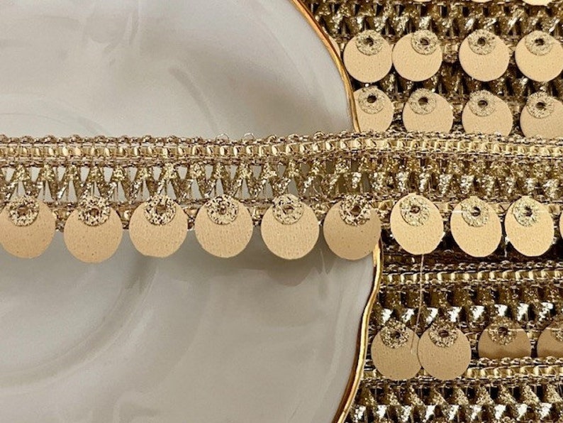 Gold Woven Sequin Lace. Tool for Crafting, Sewing, Upholstery, Creative ...