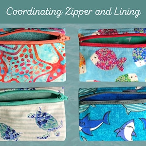 Ocean Theme: Small Fabric Coin Purse, Pouch With Key Ring, Gift Card ...