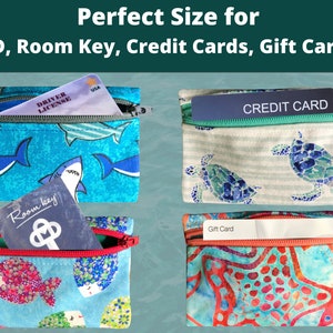 Ocean Theme: Small Fabric Coin Purse, Pouch With Key Ring, Gift Card ...