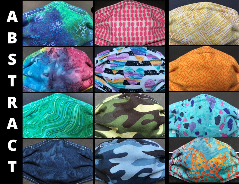 Triple Layer Washable Fabric Face Mask with Flexible Nose Wire | Etsy