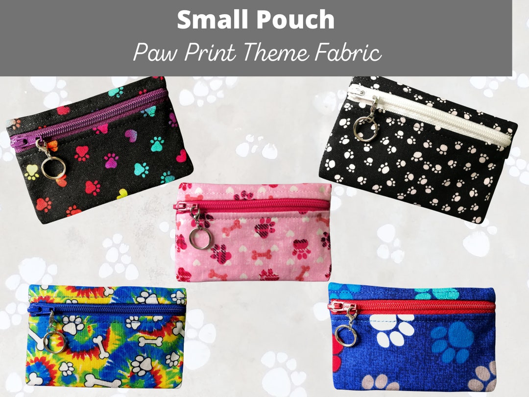 Paw Print Theme: Small Fabric Coin Purse, Pouch With Key Ring, Gift ...