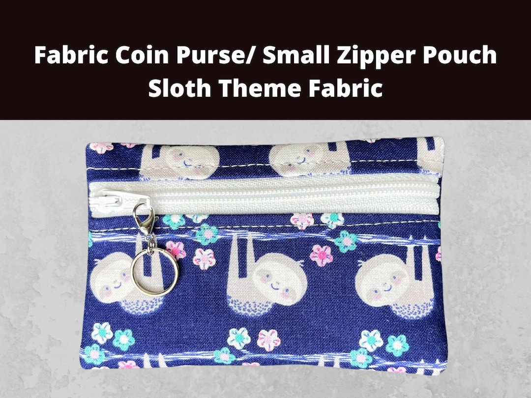 Sloth Theme Coin Purse, Hanging Sloths, Small Pouch With Key Ring, Gift ...