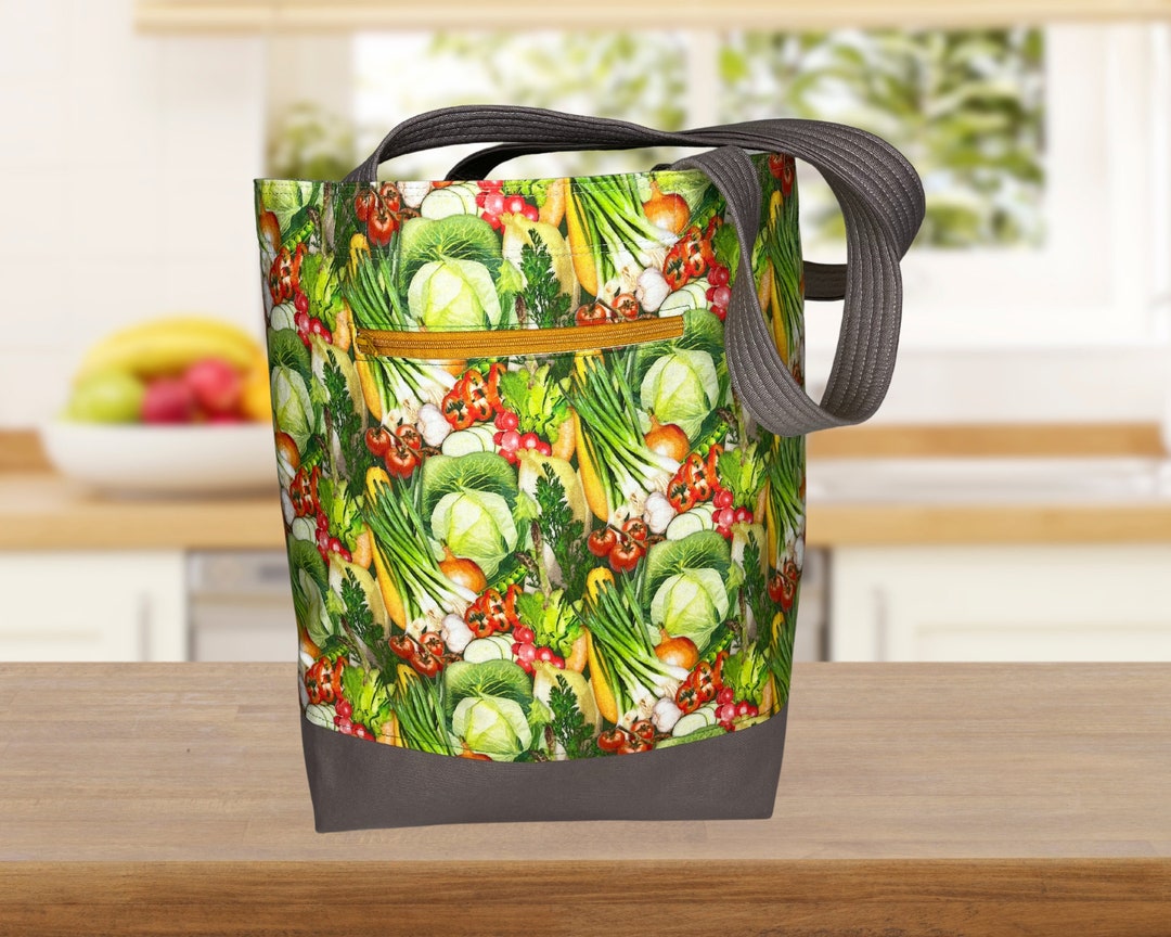 Salad Vegetable Theme Large Fabric Tote, Eco Friendly Multipurpose Bag ...