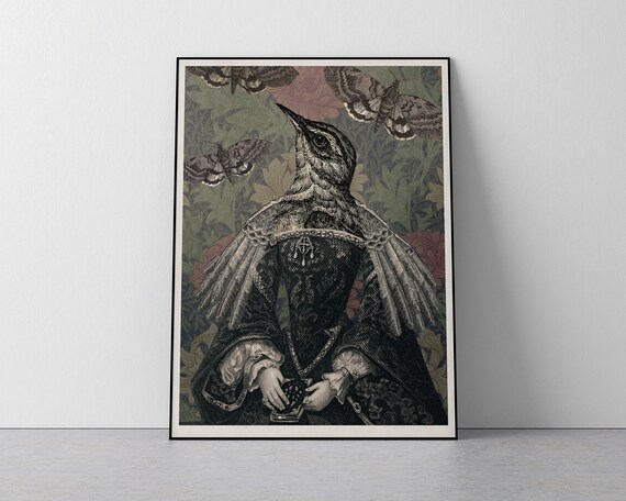 Original Surreal Collage Art Framed Print of Three Ravens Digital Art ...