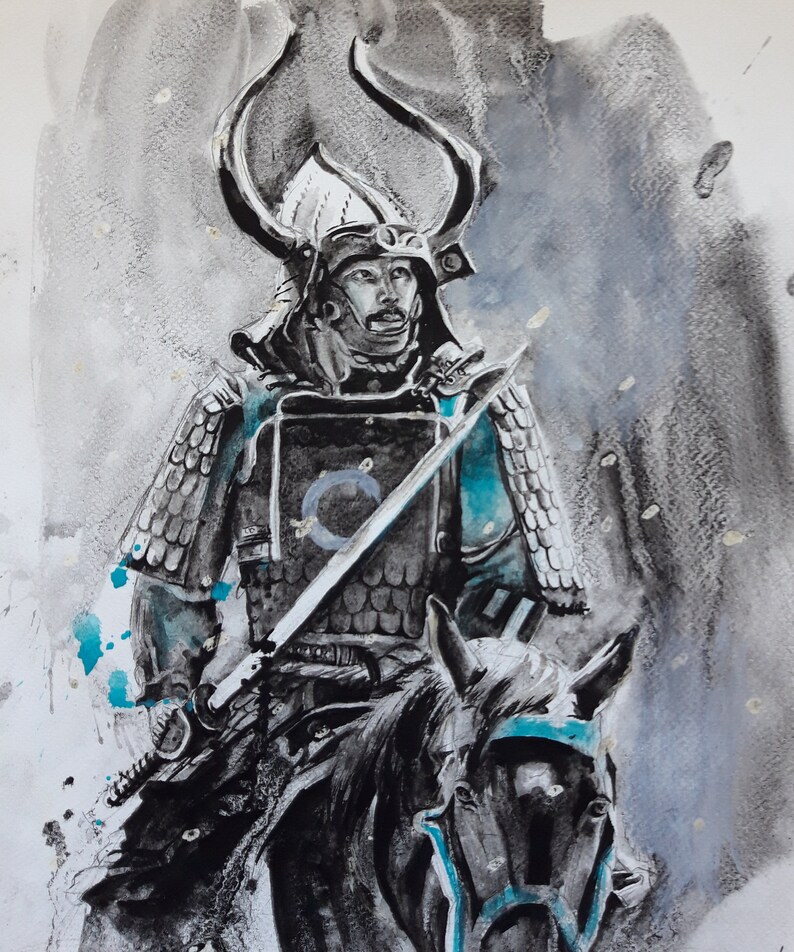 Samurai Art Japanese Art Asian Warrior Black and White - Etsy