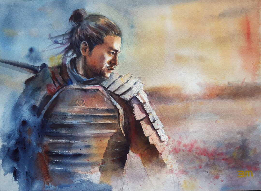 Hand-painted Samurai Watercolour | Original Japanese Warrior Artwork ...