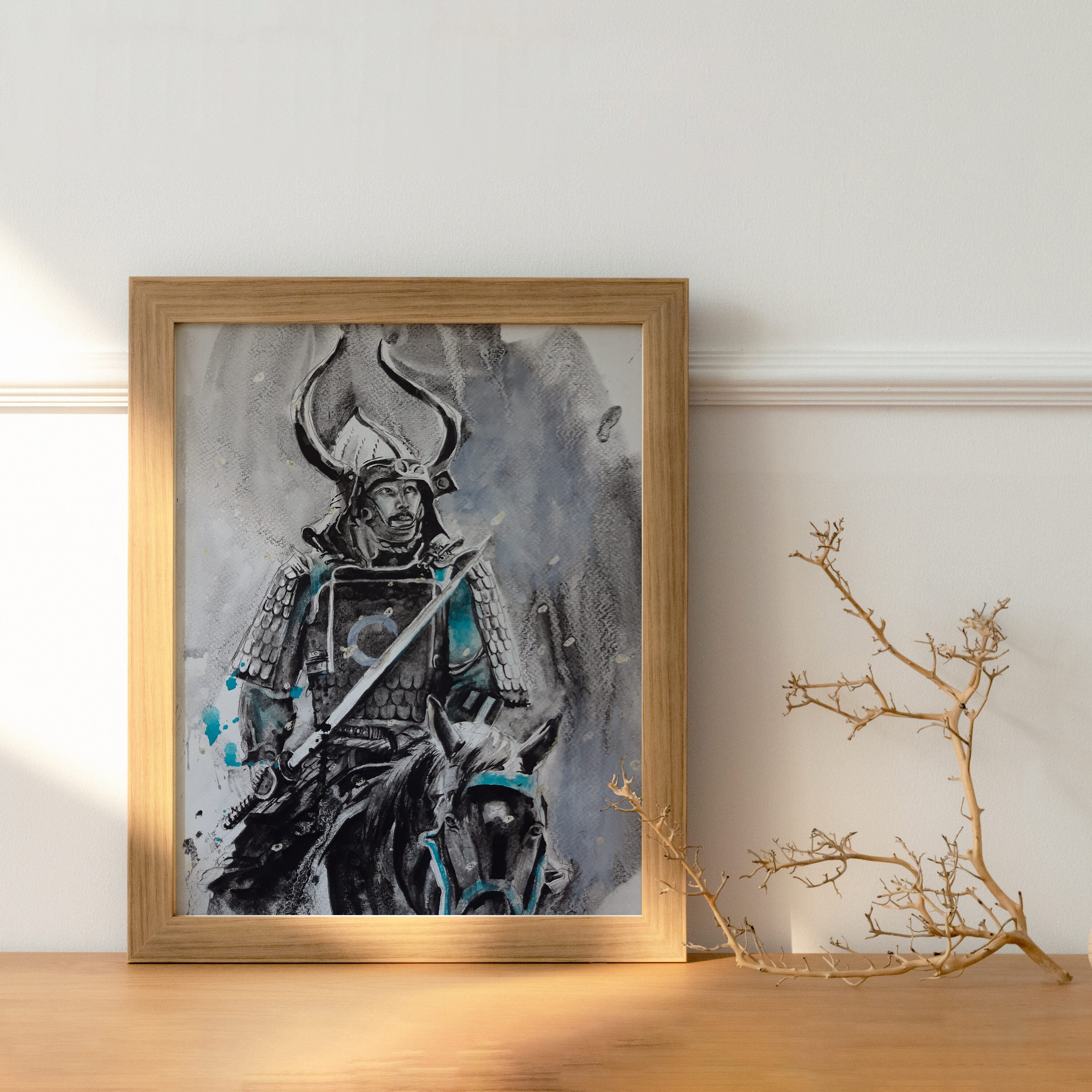 Samurai Art | Japanese Art | Asian Warrior | Black and White | Ink ...