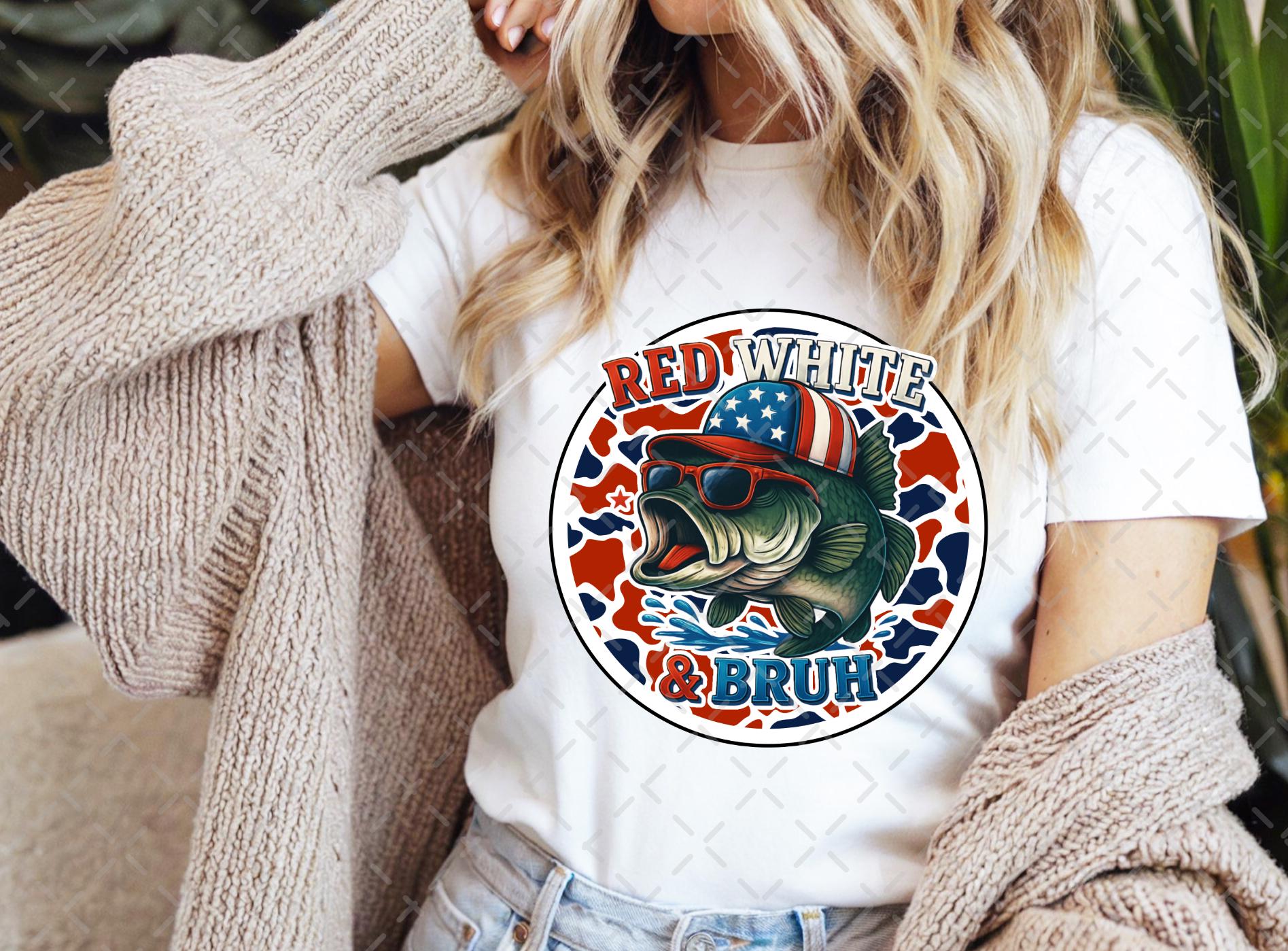 Red White and Bruh Png, Bass Fishing PNG, Bass Fish Sublimation, Bass ...