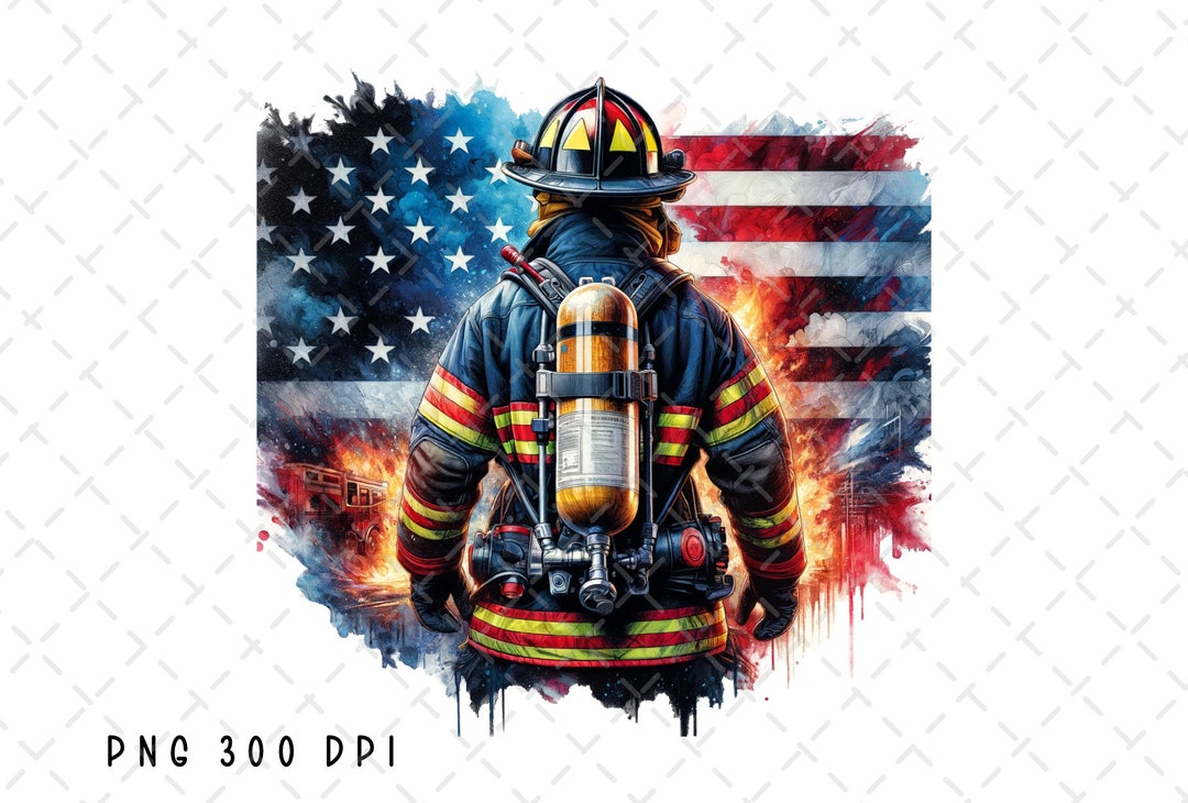 Firefighter PNG, Firefighter Sublimation, Fireman PNG, American Flag ...