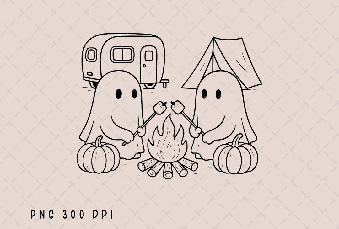 Ghost Campfire PNG, Halloween Sublimation, Ghost Camping Png, Spooky ...