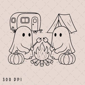 Ghost Campfire PNG, Halloween Sublimation, Ghost Camping Png, Spooky ...