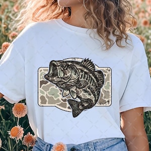 Camo Bass PNG, Bass Fish Sublimation, Jumping Bass Png, Old School Camo ...