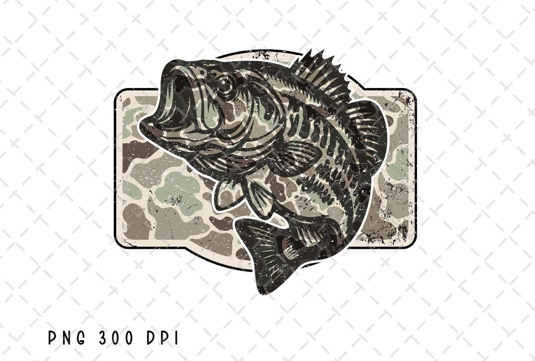 Camo Bass PNG, Bass Fish Sublimation, Jumping Bass Png, Old School Camo ...