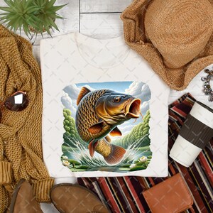 Carp PNG, Carp Fish Sublimation, Jumping Carp Png, Fisherman Shirt ...