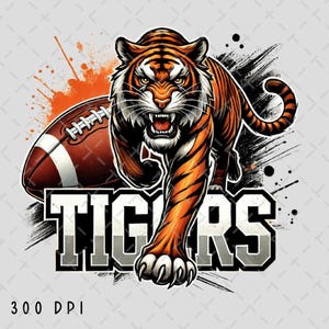 Tigers Football PNG, Tigers Sublimation, Tigers School Spirit Digital Design, Tiger Mascot ...
