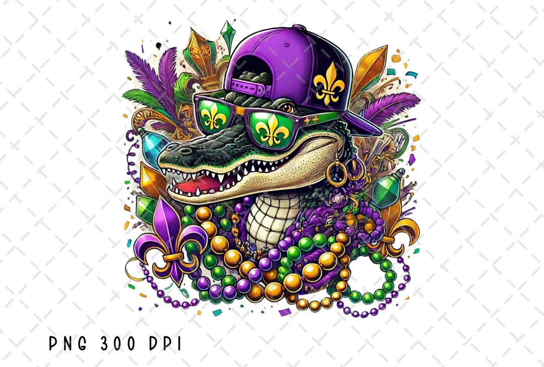 Mardi Gras Alligator Png, Mardi Gras Sublimation, Alligator Png, Mardi ...