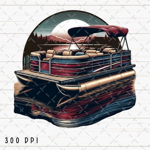 Pontoon Boat PNG, Pontoon Sublimation Png, Lake Life Png, Boating Png ...