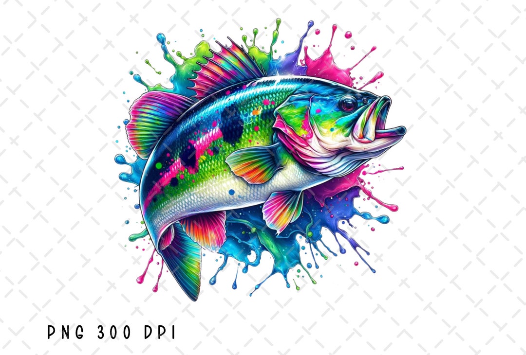 Colorful Bass Png, Bass Fishing PNG, Bass Fish Sublimation, Bass ...