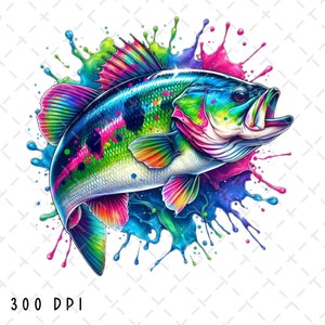 Colorful Bass Png, Bass Fishing PNG, Bass Fish Sublimation, Bass ...