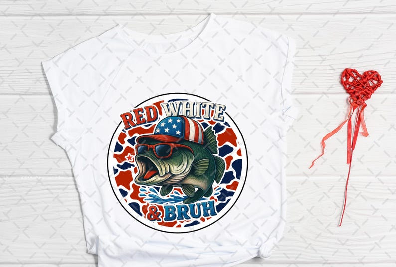Red White and Bruh Png, Bass Fishing PNG, Bass Fish Sublimation, Bass ...