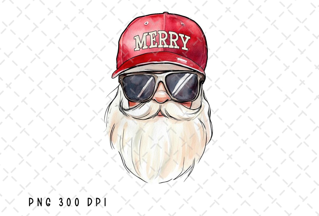 Santa Baseball Cap Png, Merry Christmas Png, Santa Sublimation, Retro ...