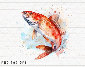 Redfish PNG, Fishing PNG, Redfish Sublimation, Redfish Watercolor PNG ...