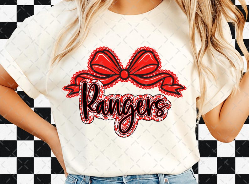 Rangers Coquette Bow Png, School Spirit Design, Mascot Logo, Cheer ...