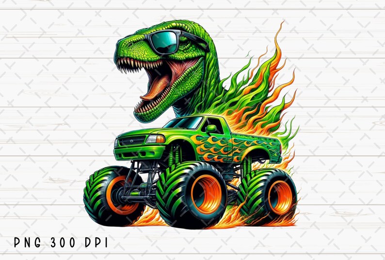 Velociraptor Dinosaur Monster Truck PNG Sublimation, Kids Truck Design ...