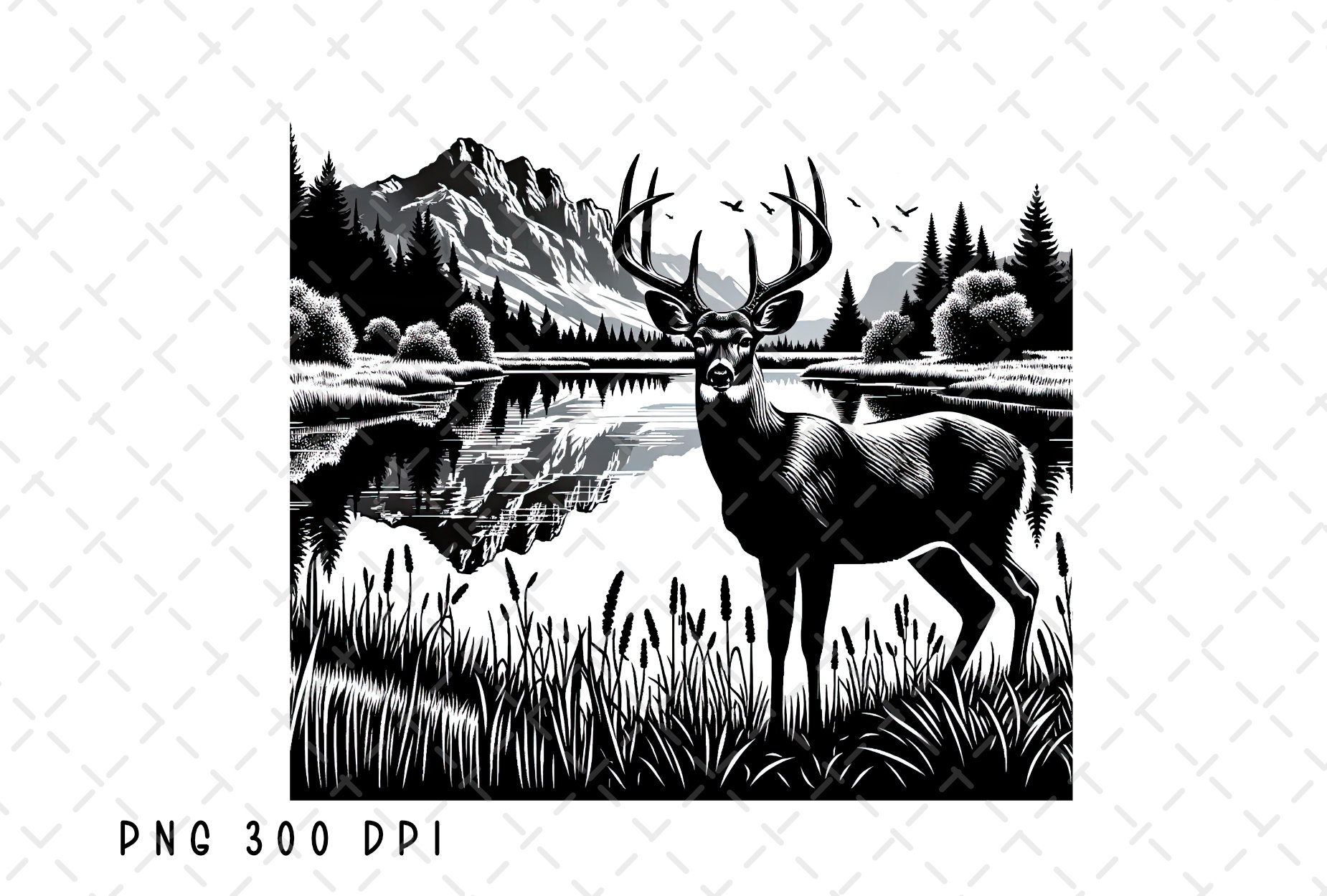 Deer by Lake PNG, Deer Sublimation, Deer Hunting PNG, Whitetail Deer ...