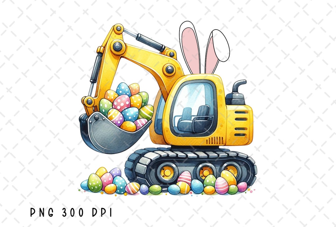 Easter Construction PNG, Excavator Construction Sublimation, Easter ...