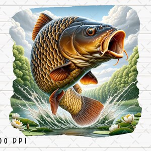 Carp PNG, Carp Fish Sublimation, Jumping Carp Png, Fisherman Shirt ...