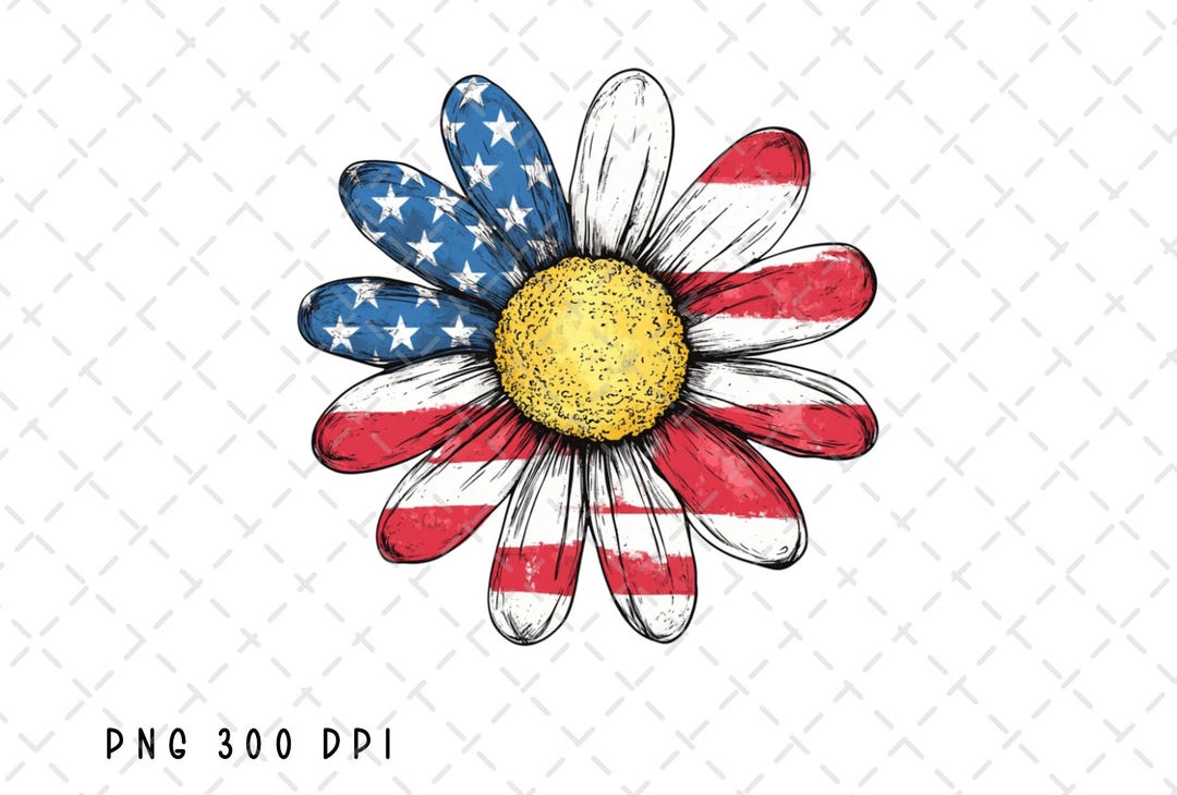 USA Flag Daisy Flower Png, Daisy Png, Fourth of July PNG, American Girl ...