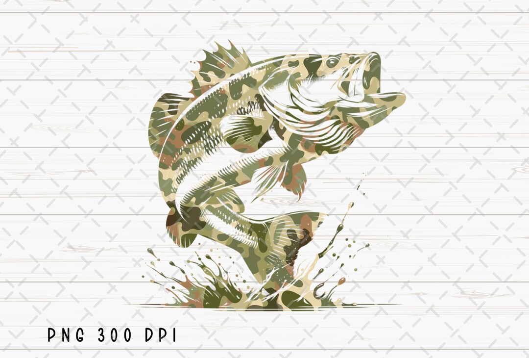 Camo Bass PNG, Bass Fish Sublimation, Jumping Bass Png, Fisherman Shirt ...