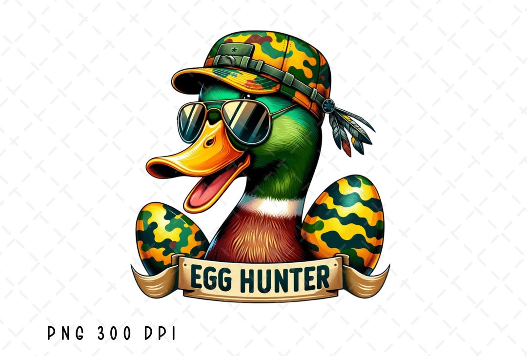 Egg Hunter Sublimation Png, Camo Hat Duck, Easter Hunting Png, Easter ...